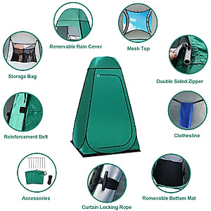 anngrowy Shower Tent Pop-Up Privacy Tent Camping Portable Toilet Tent Outdoor Camp Bathroom Changing Dressing Room Instant Privacy Shelters for Hiking Beach Picnic Fishing Potty, Extra-Tall 2 Colors