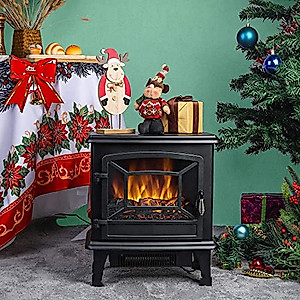 Electric Fireplace Heater Fake Wood Freestanding Fireplace Stove with Realistic Dancing Flame Effect CSA Certified Overheating Safety Protection fire Place Mantle Decor for Living Room 17" 1400W