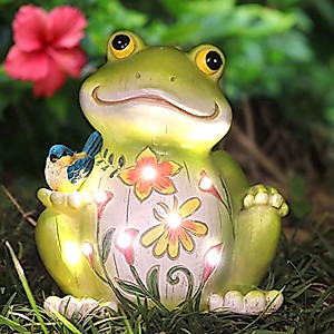 IVCOOLE Garden Outdoor Statues,Frog Statues Funny Home Decor, Garden Sculptures & Statues Solar Lamp,Garden Decorations for Patio,Yard,Lawn, Porch, Ornament