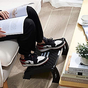 TiKeDa Foot Rest for Under Desk at Work Adjustable,Office Chair Foot Rest with Massage Surface and Roller,Pressure Relief for Comfort,6 Height Adjustable,Ergonomic Tilted Foot Stool for Home,Office