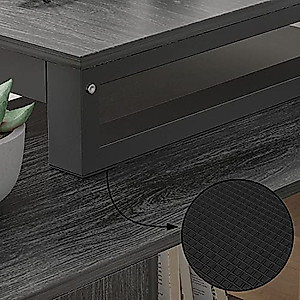 Homsee Home Office Computer Desk Corner Desk with 3 Drawers and 2 Shelves, 55 Inch Large L-Shaped Study Writing Table with Storage Cabinet - Dark Gray & Black