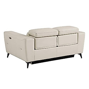 Blackjack Furniture Ferrara Power Reclining Sofa Loveseat with USB Ports to Charge Devices, Adjustable Multi-Position Headrests, Wall Hugger Design, 64.3" W, Beige