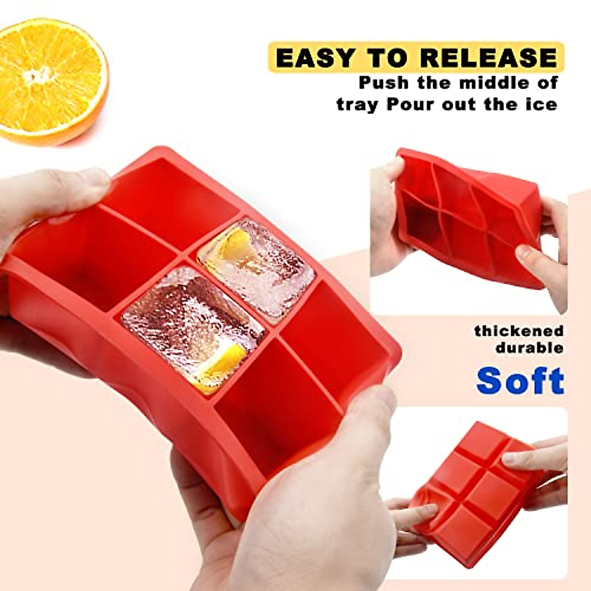 FIVETAS Super Thickness Silicone ice tray.Ice Cube Trays with Lid which is Spill-Resistant and Removable.BPA Free and Reusable.Ice Cube Trays for Cocktails,Whisky,Freezer.