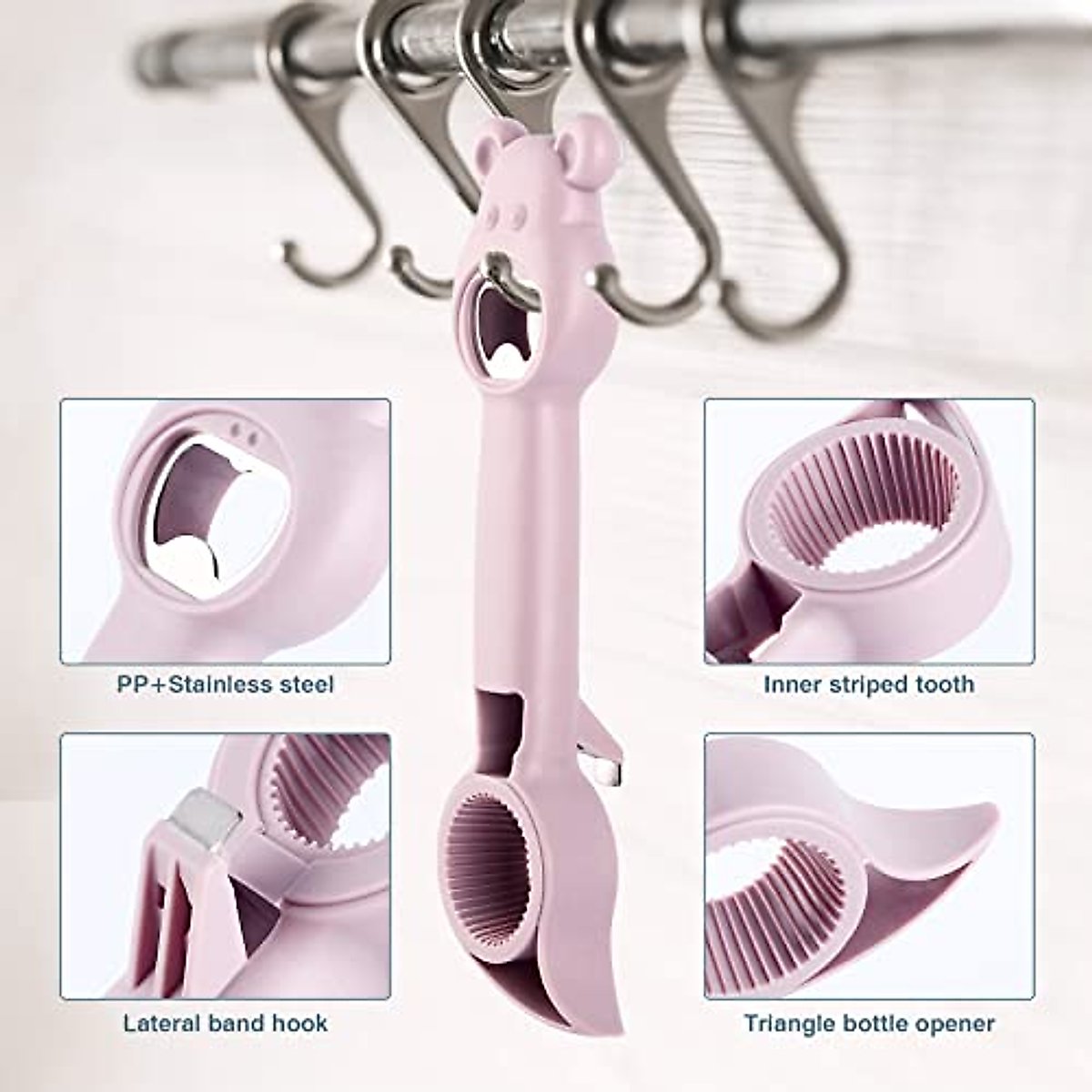 FICUS 4 IN 1 Multi Function Can Opener Bottle，Jar Opener beer opener，Multi Kitchen Tool For Jelly Jars, Wine, Beer and other, Handheld Can Beer Opener for Children, Elderly and Arthritis Sufferers