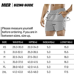 MIER Men's Workout Running Shorts Quick Dry Active 5 Inches Shorts with Pockets, Lightweight and Breathable, Light Grey, L