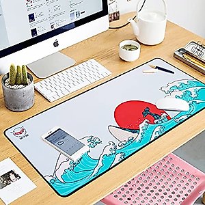 Custom Keycaps and Gaming Mouse Pad Set, Upgrade OEM Profile Dye Sublimation Keycap Set & Large Mouse Pad, Desk Mat, Keyboard Pad(27.6''x11.8'') Kit for Windows PC Gamer (Coral Sea)