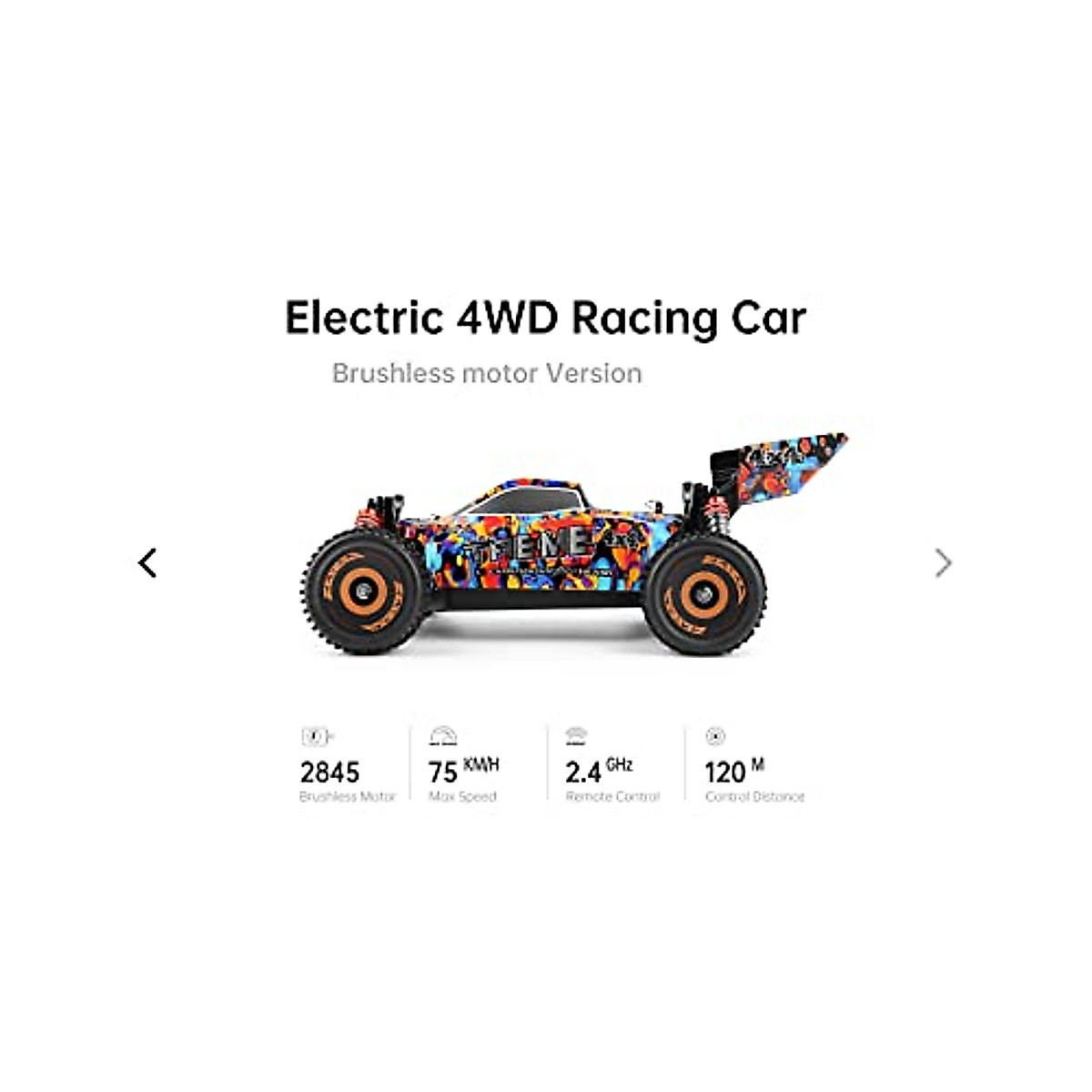WLtoys 184016 Scale 1/18 75KM/H 2.4G RC Car Brushless 4WD Electric High Speed Off-Road Remote Control Drift Toys for Children Racing (184016 1 * 1500mAh)