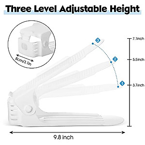 75 Pcs White Shoe Slots Organizer 4 Gears Double Layer Adjustable Stack Shoe Rack Stacker Space Shoes Slots Space Saving Storage Shoe Holder Hidden Shoe Storage Shoe Stackers for Closet Organization