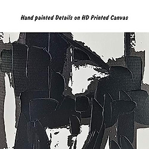 Pinetree Art 3 Panels Black and White Abstract Canvas Wall Art Prints 3D Textured Painting for Living Room (Large)