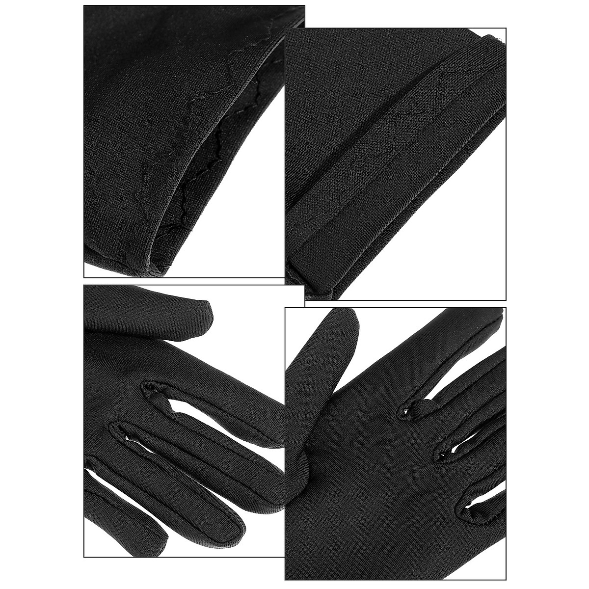 Sumind 3 Pairs Wrist Length Gloves Women Short Satin Gloves Opera Short Gloves for 1920s Wedding Party (Black 2, White 2, Red 2)
