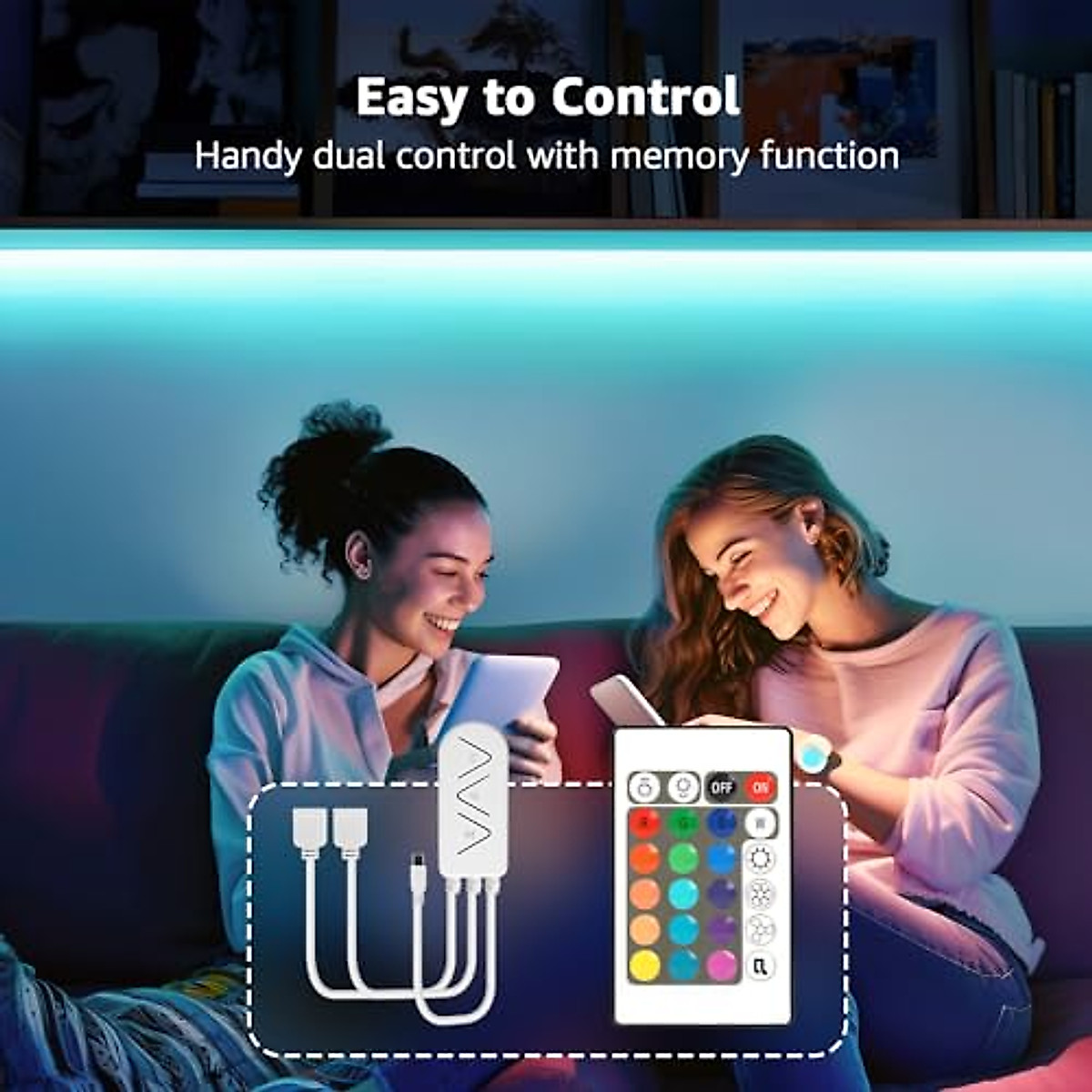 Lepro Music LED Strip Lights, 32.8ft RGB LED Strips with Remote Sync to Music, 5050 SMD LED Color Changing Strip Light for Bedroom, Home, TV, Parties and Festivals