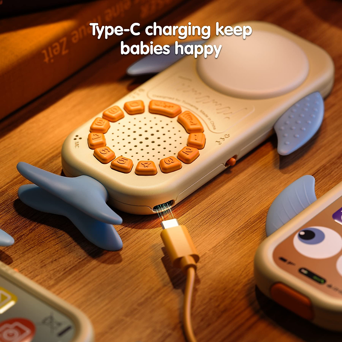 TUMAMA Baby Phone Toys, Kids Phone with Music, Lights, Chewy Teether and Rechargeable Batteries with Recording and Playback Functions, Best Pretend Phone Gift for Toddlers 1-3