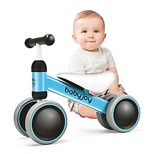 Baby Joy Baby Balance Bikes, Baby Bicycle, Children Walker Toddler Baby Ride Toys for 9-24 Months, Ride-on Toys Gifts Indoor Outdoor for 1 Year Old, No Pedal Infant 4 Wheels Bike (Blue)