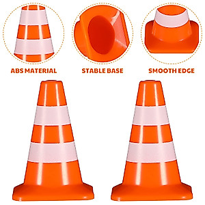 TOYANDONA 7Pcs Mini Traffic Cones, 1. 37 inch Play Traffic Signs Safety Cones Mini Road Signs Toy for Kids Street Signs Playset