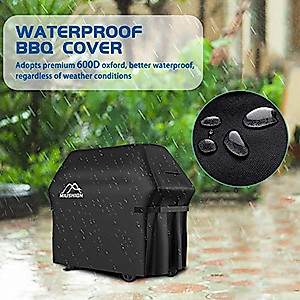 Miushion BBQ Grill Cover 58 Inch Heavy Duty Gas Outdoor Grill Cover for Weber, Brinkmann, Char Broil, Holland and Jenn Air etc. UV Fade/Rip Resistant, Waterproof (Black)