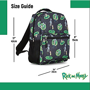 RICK AND MORTY Allover Backpack, Summer and Squanchy - Official School Bookbag (Black)