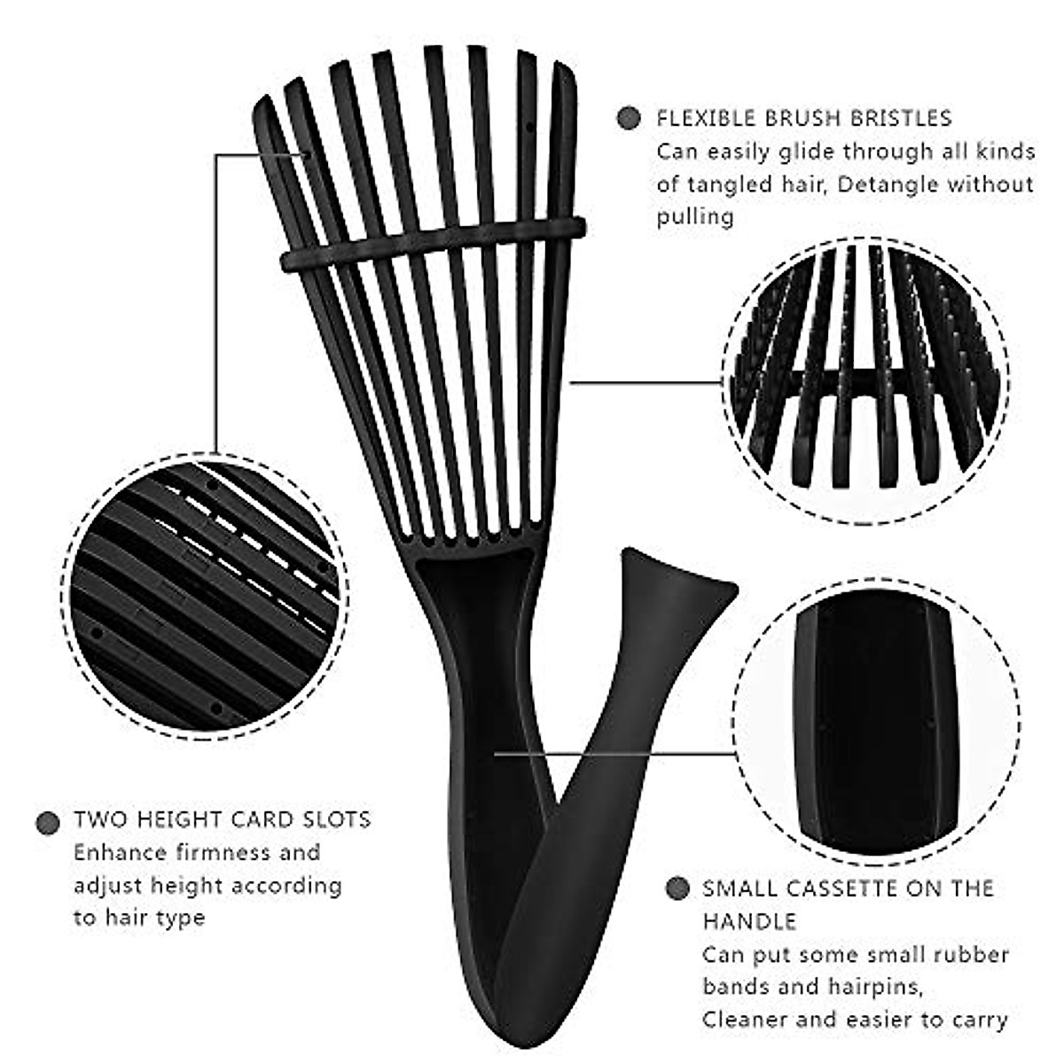 Detangling Brush for Afro America/African Hair, Textured 3a to 4c Kinky Wavy/Coily/Wet/Dry/Oil/Thick/Long/Curly Hair Detangler (Black)