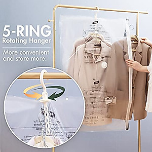 TAILI Hanging Vacuum Storage Space Saver Bags Set of 4 (2 Long, 2 Short),Vacuum Bag Clear Bags，Save More Space Closet Organizer