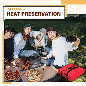 Mifoci 2 Pcs 20 x 20 x 6 Insulated Pizza Delivery Bag Pizza Warmer Bags Pizza Carrier Insulated Bags Hold 2-16" or 18" Pizza Boxes, for Catering Food Delivery, Restaurants, Cookouts (Red)