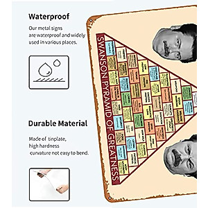 WASUBEA Metal Tin Sign Ron Swanson Pyramid of Greatness TV Show Poster Print Wall Art for Home 8x12 Inch