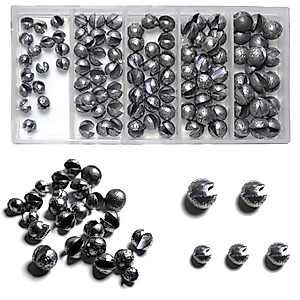 Vinfutin Fishing Weights Sinkers Kit, Split Shot Fishing Weights Sinkers,100 pcs Round Removable Fishing Sinkers, 5 Sizes Fishing Sinkers Tackle Box