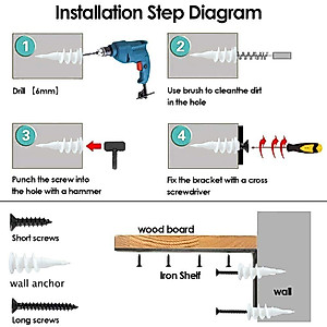 Shelf Brackets L Bracket 12 Inch 4PCS Heavy Duty Black Shelf Bracket Iron Metal Wall Bracket for DIY Open Shelving Rustic Bracket