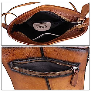 Genuine Leather Crossbody Bags for Women Retro Satchel Purse Handmade Small Designer Cute Shoulder Bag (Brown)