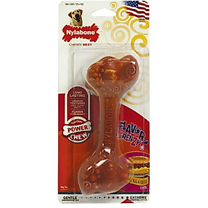 Nylabone Power Chew Flavor Frenzy Bone Chew Toy for Dogs, Indestructible Chew Toys for Aggressive Chewers, Bacon Flavor, X-Large/Souper - 50+ lbs. (1 Count)