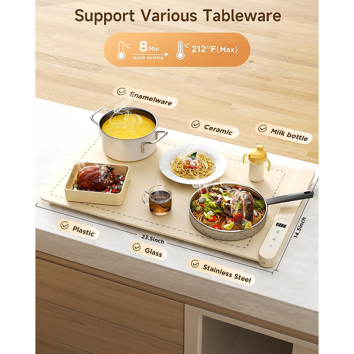 Warming Mat for Food, Home Essentials Food Warmer,6 Temperature and Timer Settings,Fast Heating, and Even Heat Distribution,Electric Warming Tray for Buffets, Parties, and Everyday Use