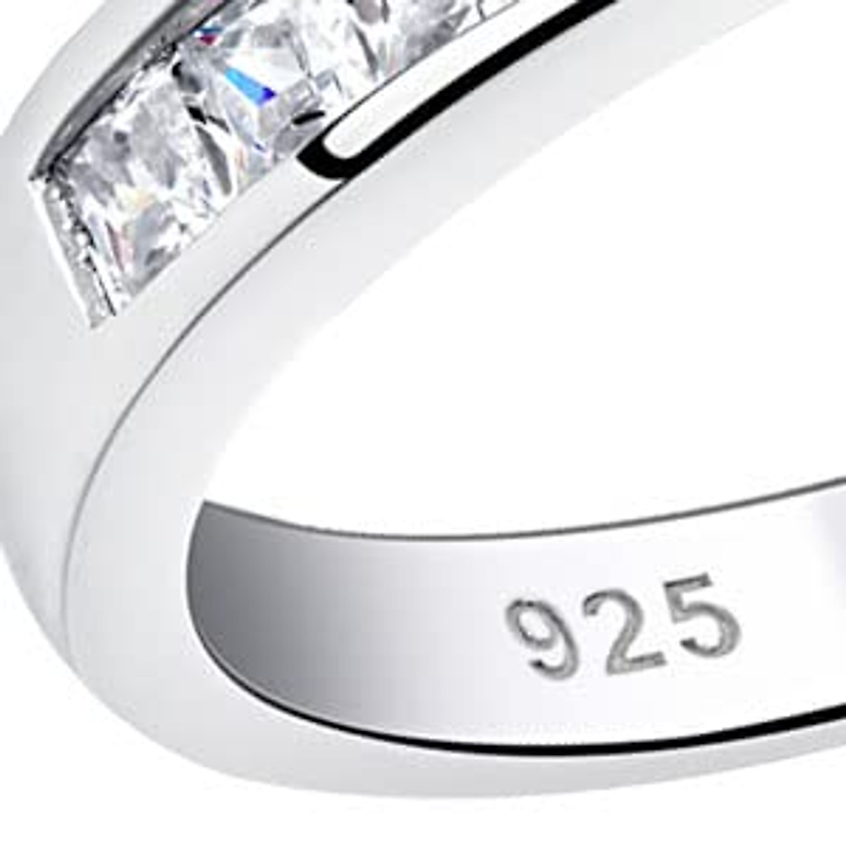 Newshe Jewellery Wedding Bands Eternity Rings for Women AAAAA Cubic Zirconia Princess 925 Sterling Silver Size 7