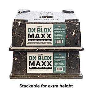 OX BLOX MAXX (4-Pack), RV Jack Block for 9" Round Feet | 5th Wheel Camper Blocks for Stabilizers and Tongue Jack | 9" and Smaller Jack feet nest securely Within ridges | 4 Blocks