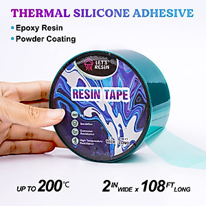 LET'S RESIN Resin Tape,2Inch Wide x 108FT Long Epoxy Tape,Thermal Adhesive Tape,High-Temperature Heat Insulation, Easy Peel, Release Resin Tape for Epoxy Resin Molding, River Tables,Remove Residue