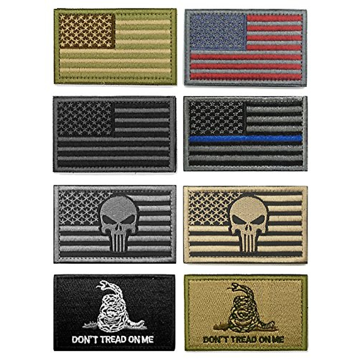 WZT Bundle 8 Pieces American Flag Tactical Morale Military Patch Set
