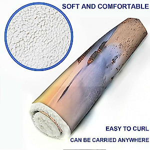 Orange Violet Self Heating Cat Pad Self Warming Cat Bed Beach Famous Mediterranean Sunset Ultra Soft Warm Plush Puprug Puppy Bed Cushion Ocean Decor 14" x 18"