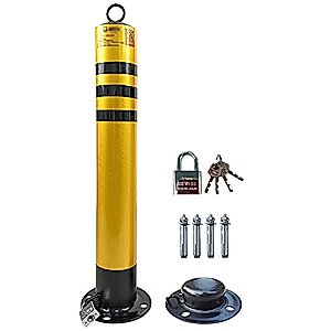 Removable Car Parking Space Lock High 750mm Parking with Padlock & Screw Parking Barrier Post Easy Installation (Black Yellow) (Black Yellow)