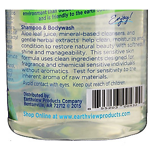 Earthview Fragrance Free Shampoo & Bodywash, 8 Fl Oz, All Hair Types- Designed for Environmental Sensitivities (MCS, EI, MI, Sulfate free, SLS free, Sensitive Skin, Unscented, Free & Clear, Naturally Derived, Eco-Friendly, Hypoallergenic)