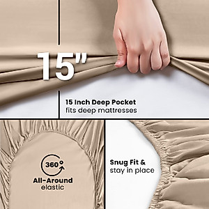 Utopia Bedding Full Fitted Sheet - Bottom Sheet - Deep Pocket - Soft Microfiber - Shrinkage and Fade Resistant - Easy Care -1 Fitted Sheet Only (Beige)