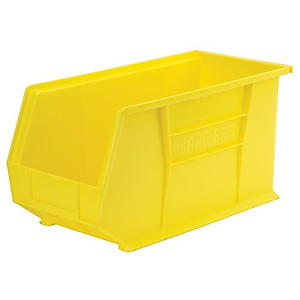 Akro-Mils 30265 AkroBins Plastic Storage Bins, Space-Saving Stackable Bins, Garage Organization Bins, Closet, Classroom Organization, Craft Storage, 18-Inch x 8.25-Inch x 9-Inch, Yellow, 6-Pack