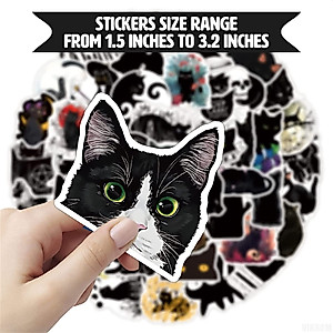 100pcs Waterproof Laptop Stickers Black Cute Cat Stickers for Water Bottles Kawaii Black and White Sticker Pack - Black Skateboard Sticker Computer Laptop Guitar Hydro Flask Phone