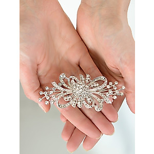 Mariell Antique Crystal Bridal Brooch Pin for Weddings, Bridesmaid, Mother of The Bride Jewelry Accessory