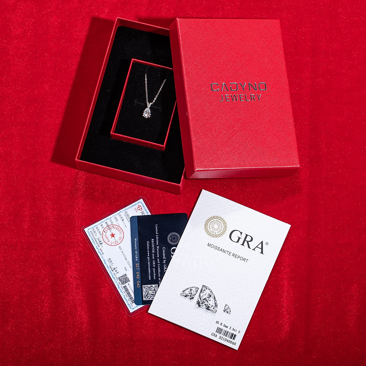 CADYNO 14k Solid Real White Gold Moissanite Necklace, Pear Cut 1cttw D Color Lab Created Diamond Gifts for Women