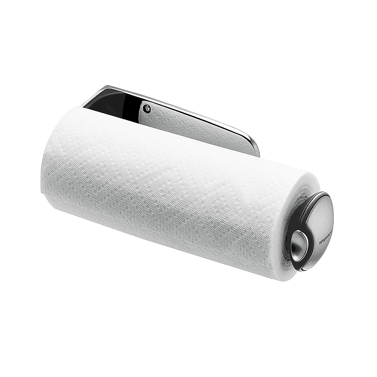 simplehuman KT1086 Quick Load Wall Mounted Kitchen Roll Holder, Suitable for Under Cupboard Cabinet, Easy One Sheet Tear, Easy to Install(Fits Kitchen Rolls Measuring 22-23cm) Brushed Stainless Steel
