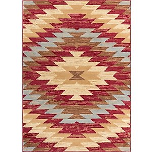 Well Woven Miami Alamo Southwestern Red Southwest Area Rug 5' X 7'