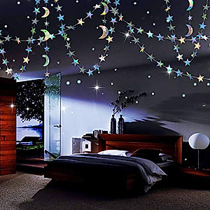 Iridescent Twinkle Little Star Moon Garlands Holographic Euphoria Party Decorations Hanging Stars Streamer Backdrop Crescent Garlands EID Ramadan Bachelorette Wedding Birthday Party Supplies