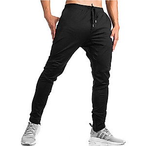 TBMPOY Men's Tapered Running Jogger Athletic Sweatpants Gym Training Pants Black M