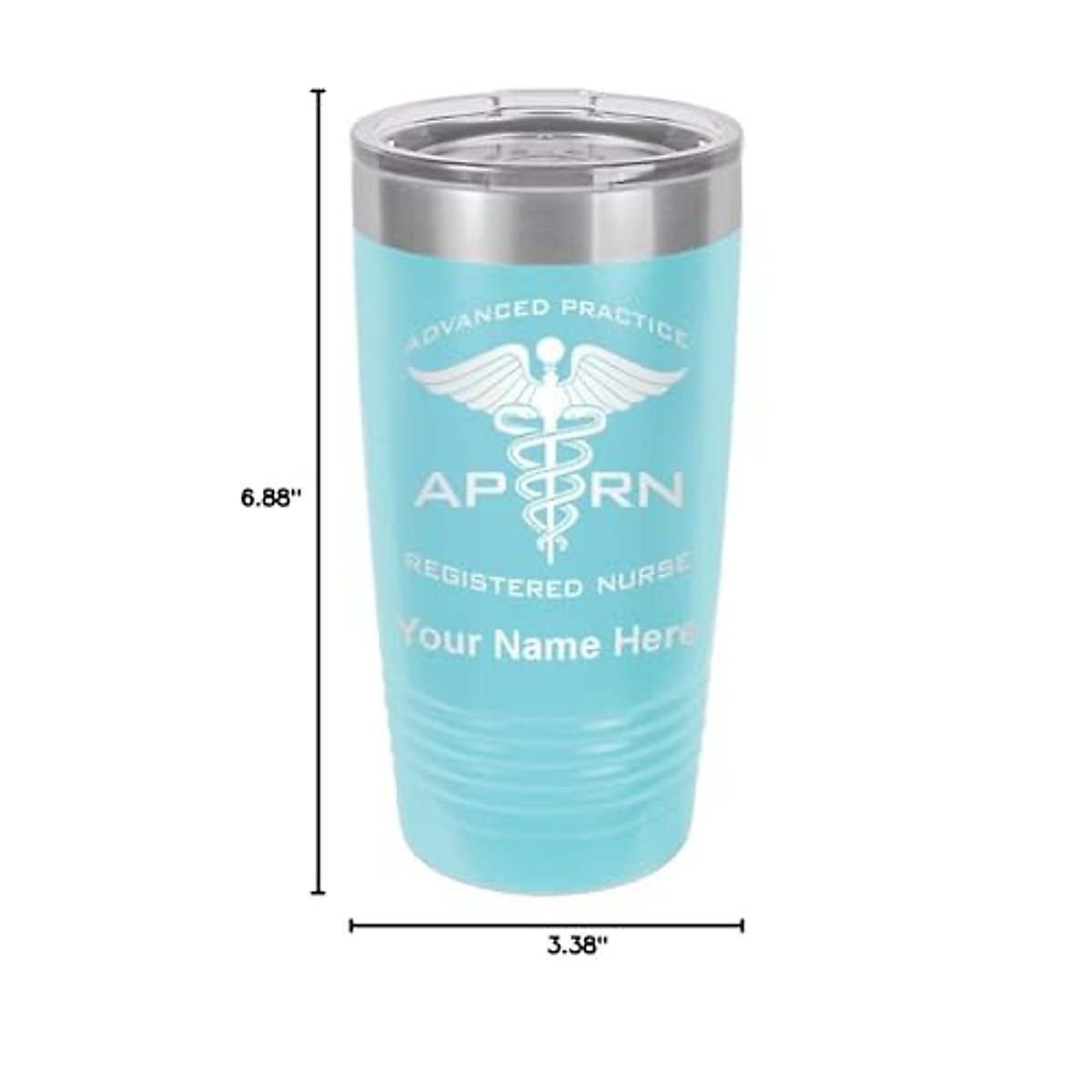LaserGram 20oz Vacuum Insulated Tumbler Mug, APRN Advanced Practice Registered Nurse, Personalized Engraving Included (Light Blue)