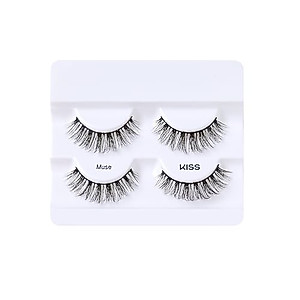 KISS Lash Couture, False Eyelashes, Muse', 14 mm, Includes 2 Pairs Of Lashes, Contact Lens Friendly, Easy to Apply, Reusable Strip Lashes, Glue On Lashes