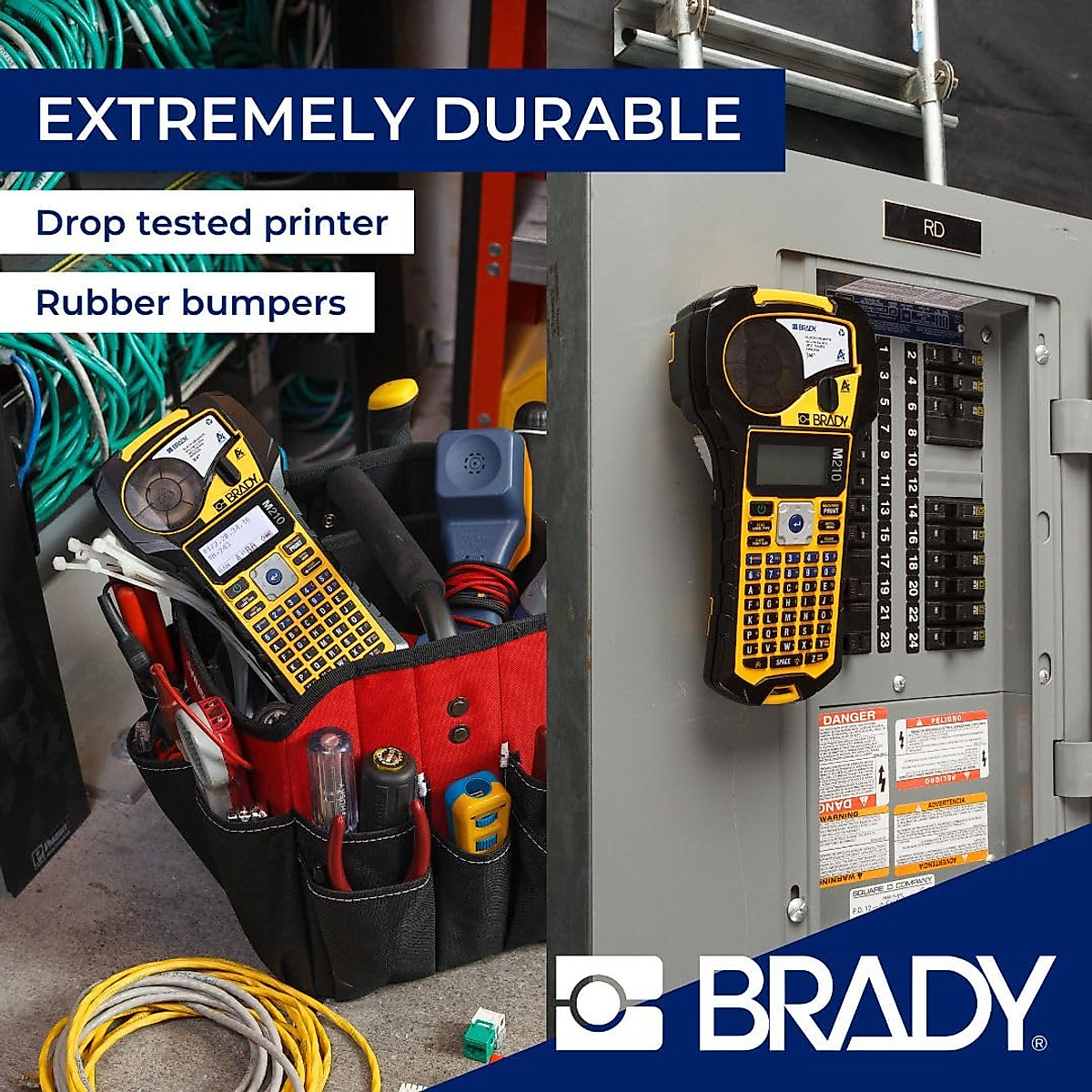 Brady M210 Portable Label Printer with Rubber Bumpers, Multi-Line Print, 6 to 40 Point Font (Replaces BMP21-PLUS Printer)