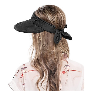 Bellady Women's Visor Hats UV Protection Summer Sun Hats Wide Brim Cap, Black