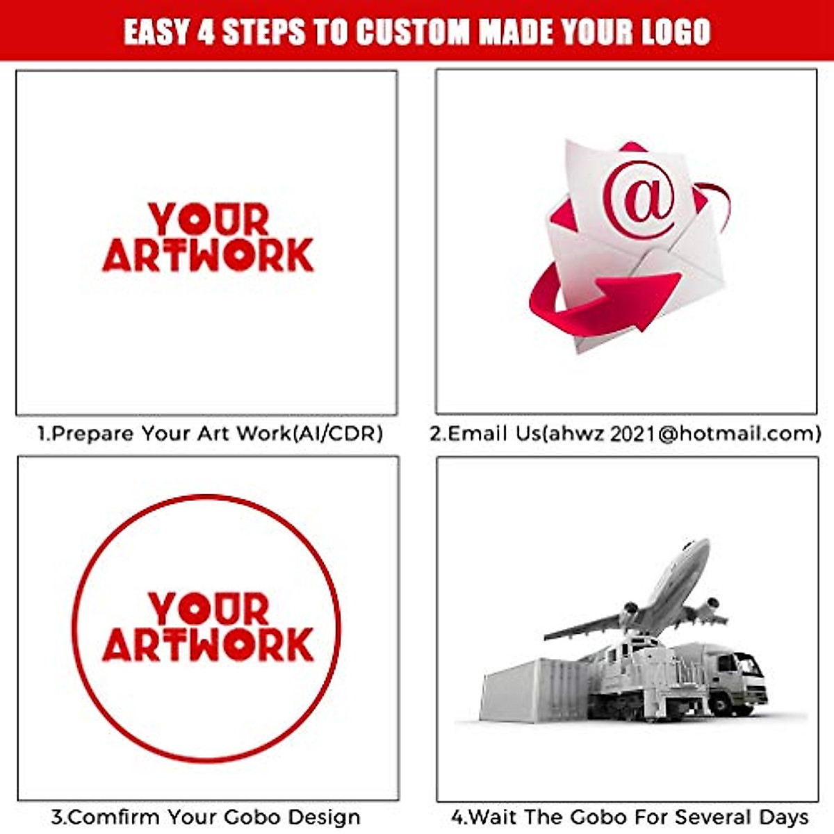 AHWZ 25W LED Custom Image GOBO Logo Projector Light with Gyrating Function& Manual Zoom&Focus Customized Gobos,Black,Indoor